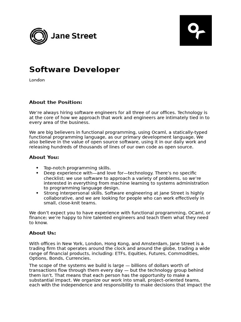 Jane Street - Software Developer | PDF