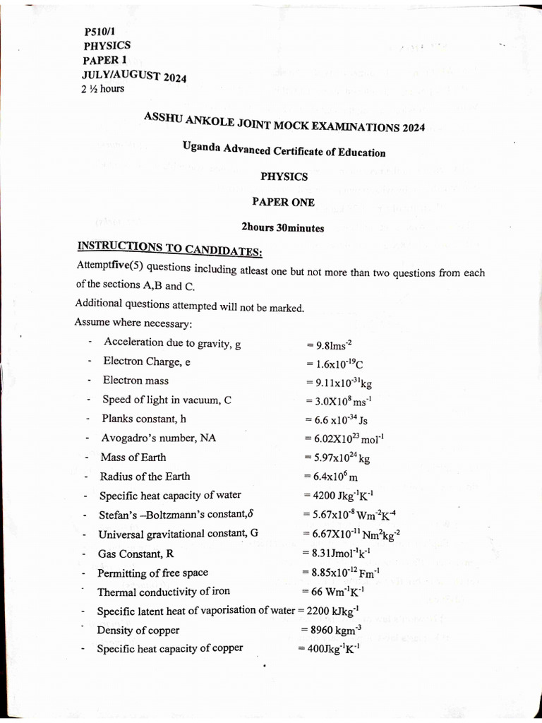 Asshu Physics 1UACE 2024 1 | PDF