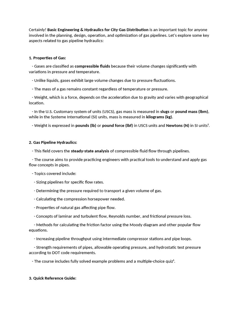 Gas Pipeline Hydraulics | PDF