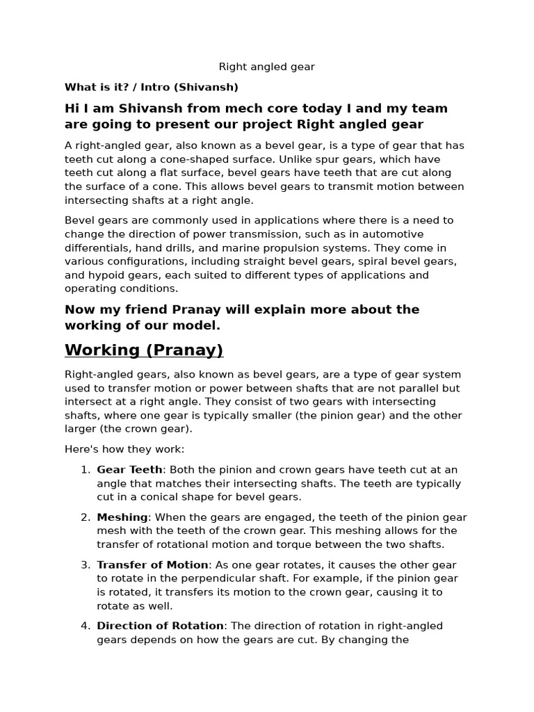 Right Angled Gear | PDF