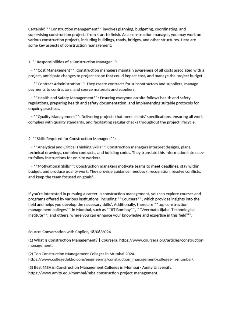 Key Aspects of Construction Management | PDF