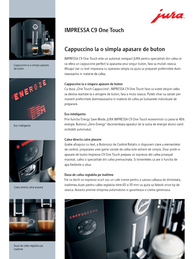 Manual Prezentare Expresor Jura Impressa C9 - Cafea | PDF
