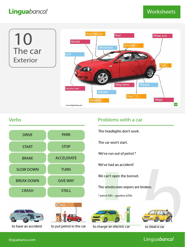Worksheet 10 Car Vocabulary Free | PDF
