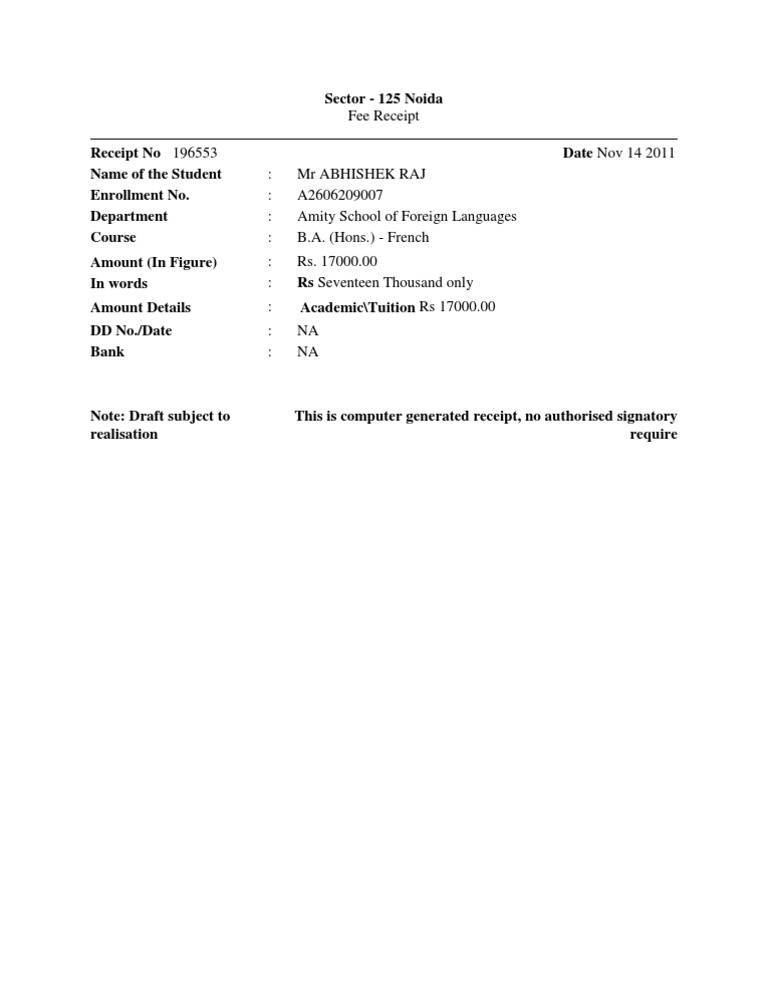 Fee Reciept | PDF