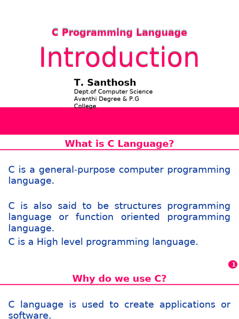 C Introduction T Santosh | PDF