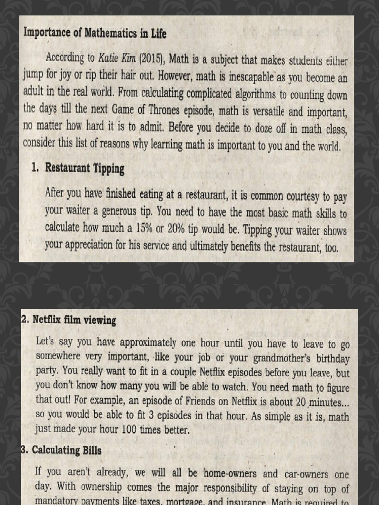 The Uses and Importance of Mathematics in Every Day Life | PDF