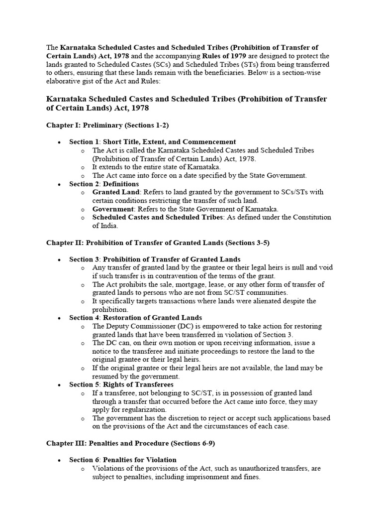 SC/ST Land Protection in Karnataka | PDF | Public Law | Government