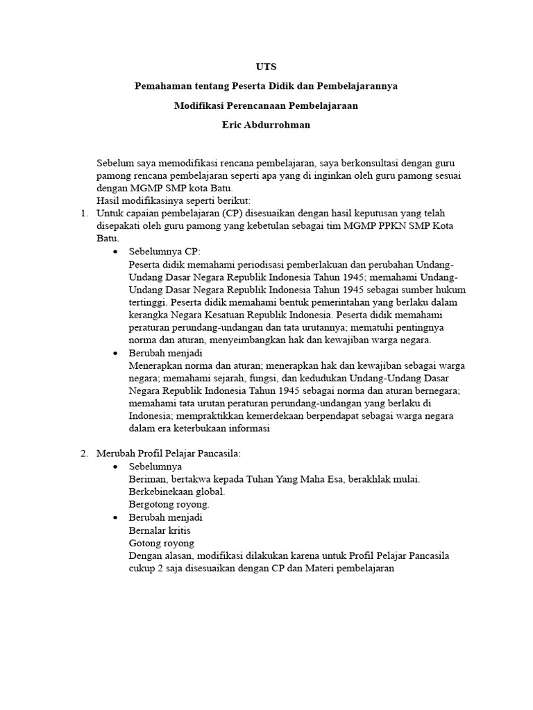 Bahan UTS Pemahaman Pesdik | PDF