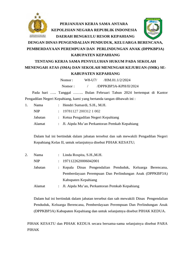 MOU PN Dan Dpppka kEPAHIANG | PDF