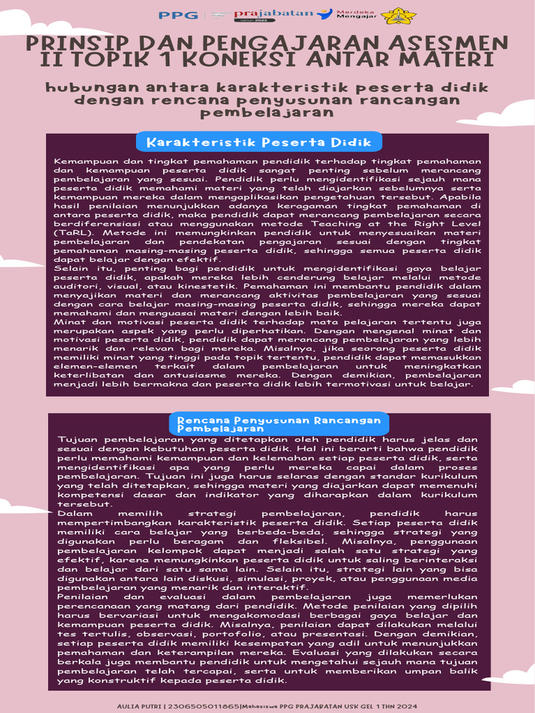 TOPIK 1 PPA II - KONEKSI ANTAR MATERI (Aulia Putri) | PDF