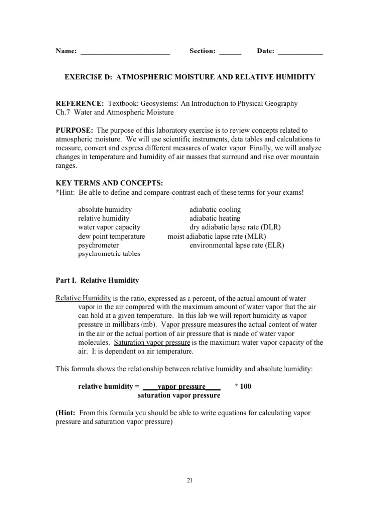 Atmospheric Moisture and Relative Humidity | PDF | Earth Sciences ...