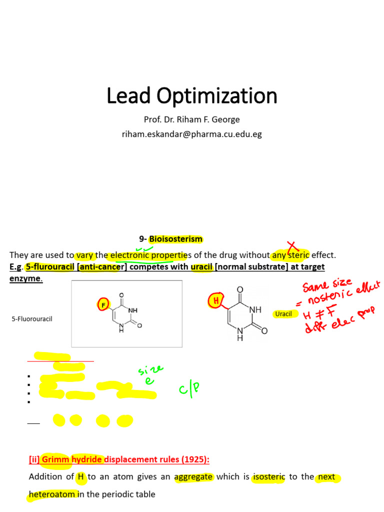 Drug Design Lecture 7 - Lead Optimization 2 | PDF