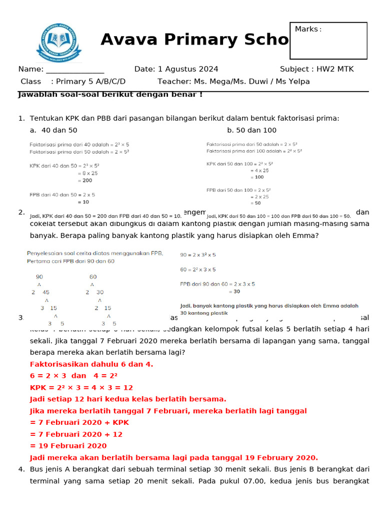 Key hw2 MTK P5abcd 1 Agt 2024 - 0 | PDF
