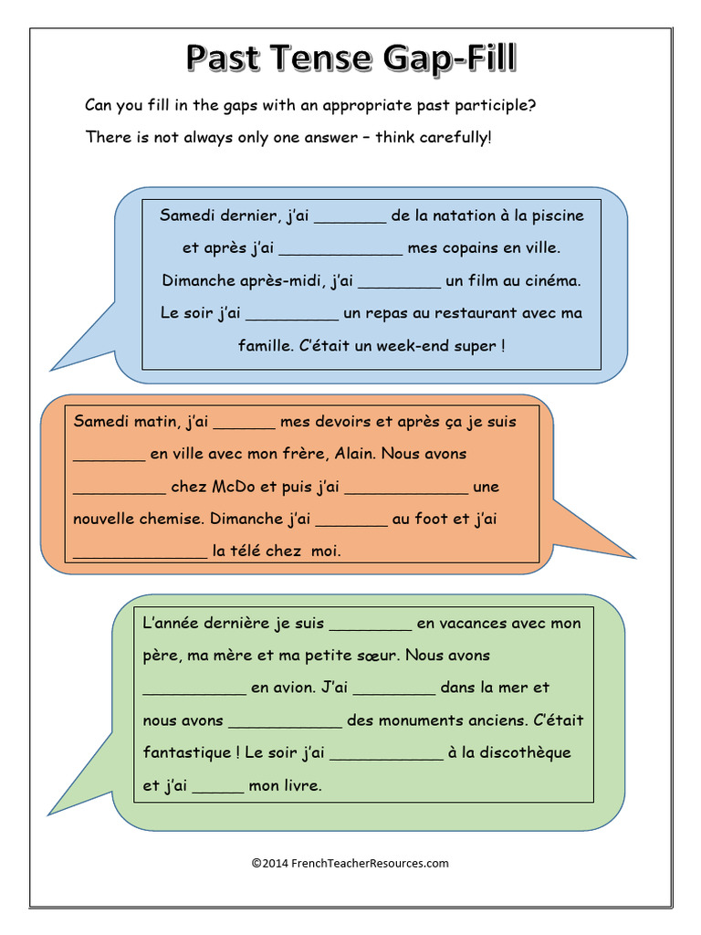 Perfect Tense Gapfill 2 | PDF