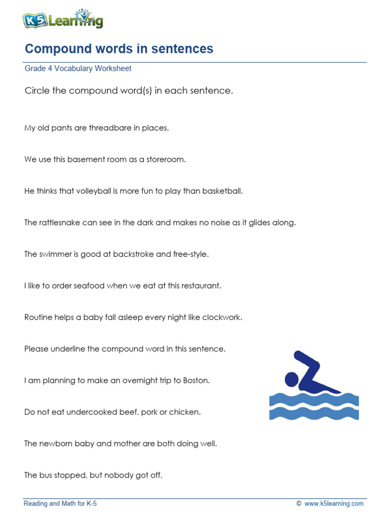Grade 4 Compound Words Worksheet | PDF