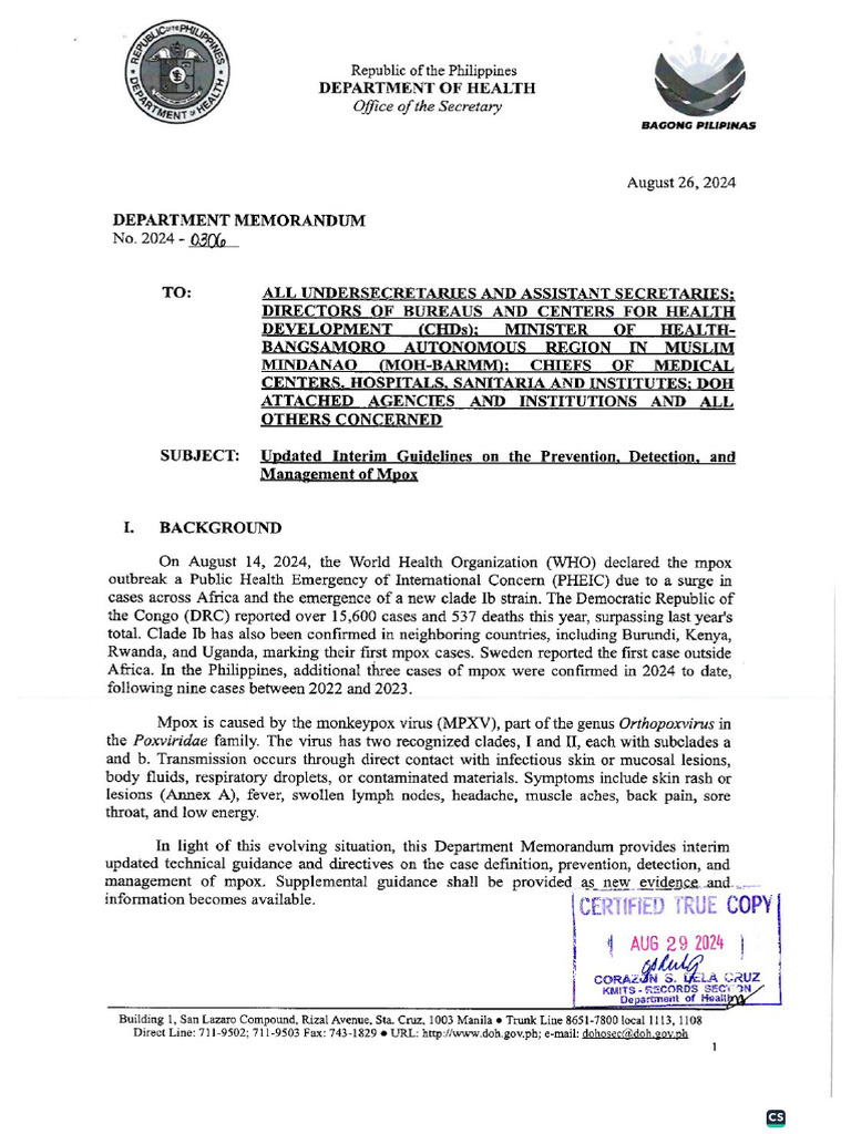 DM No. 2024 0306 Updated Interim Guidelines On The Prevention Detection ...