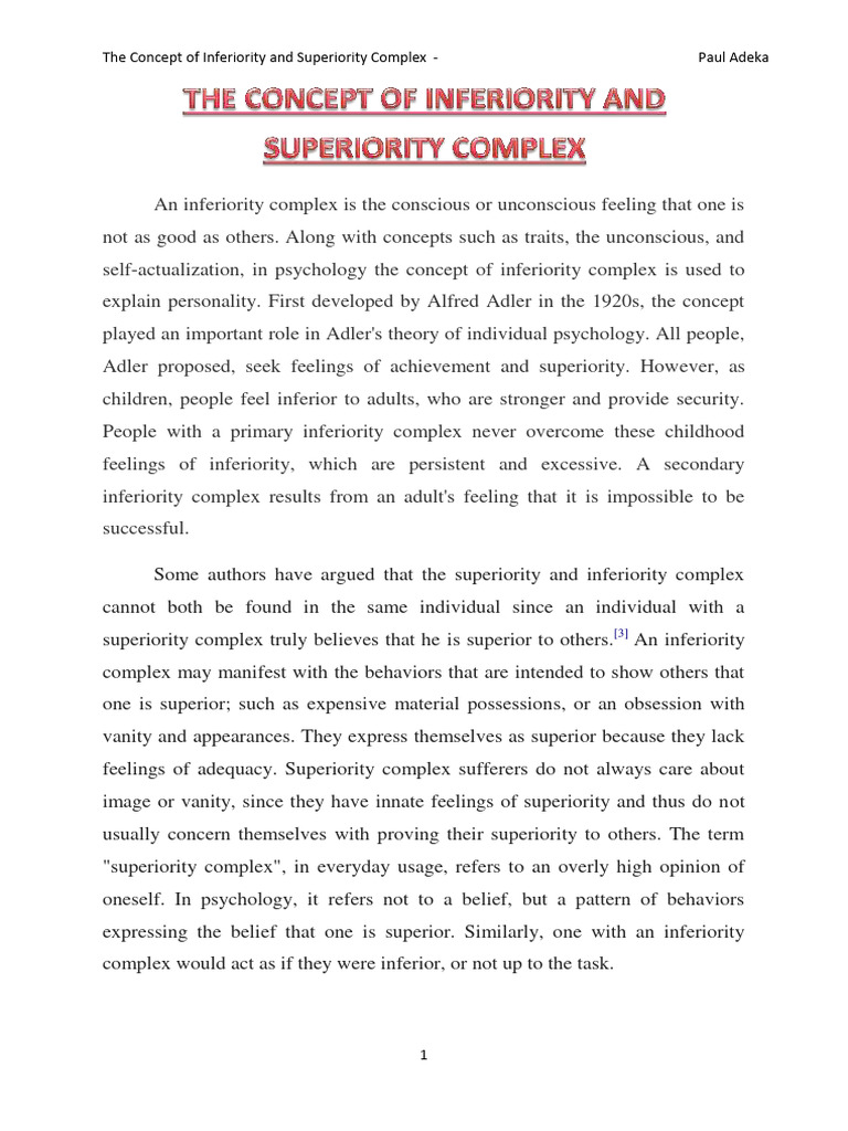 The Concept of Inferiority and Superiority Complex PDF Free | PDF