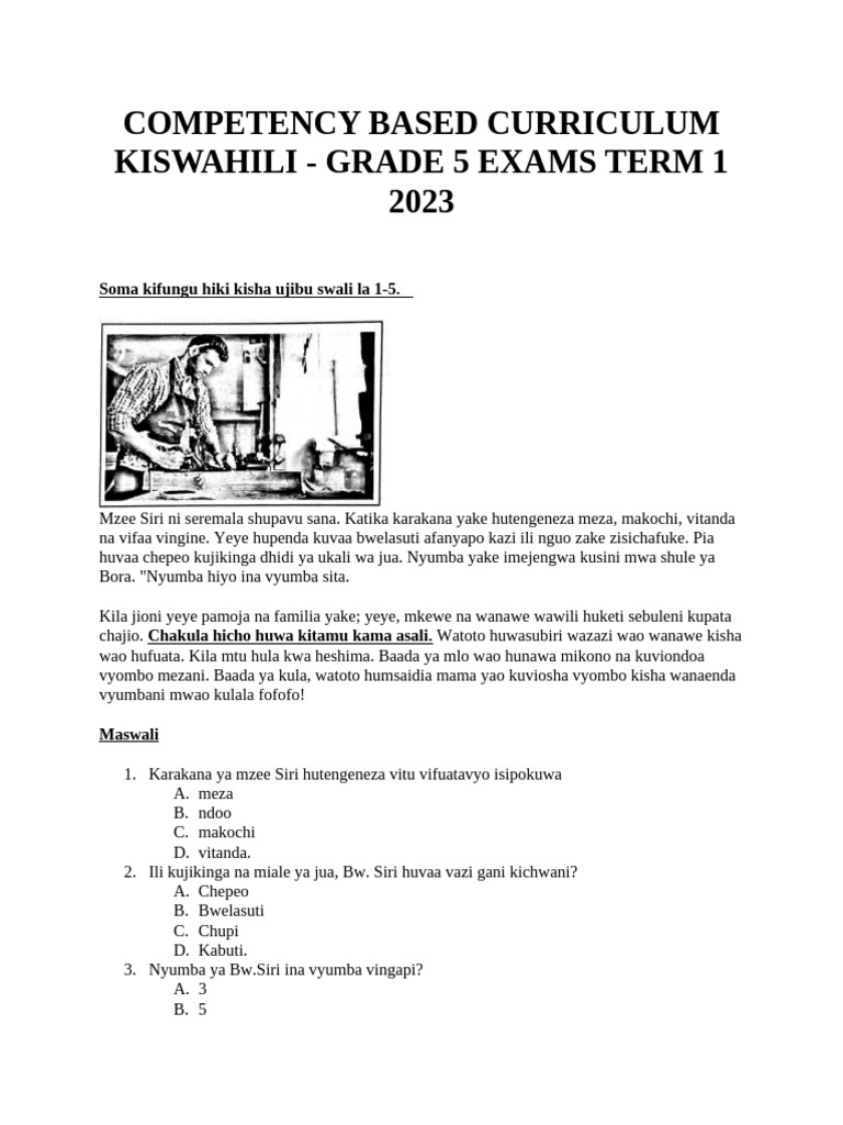 Competency Based Curriculum Kiswahili 3 Pdf