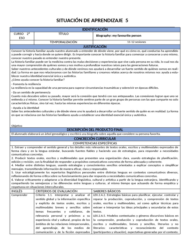 5 Family Tree and Biography | PDF | Evaluación | Aprendizaje