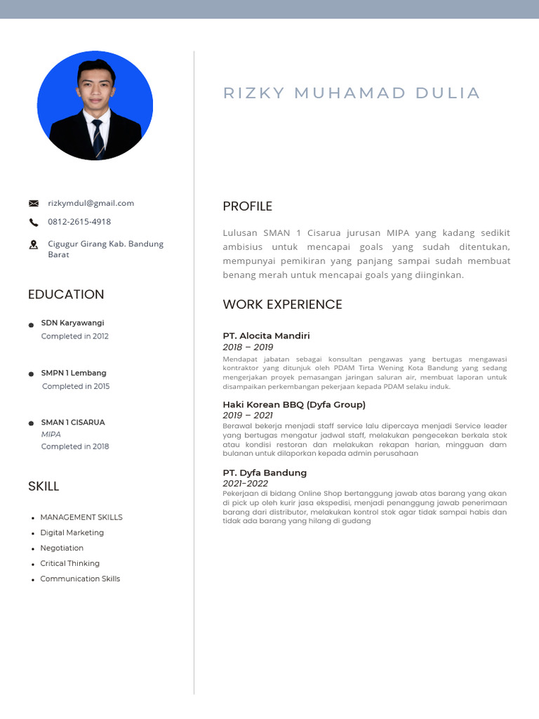 CV - Rizky Muhamad Dulia | PDF
