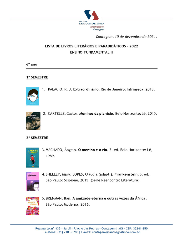 Lista Livros-Liter-Rios EF2 2022 | PDF