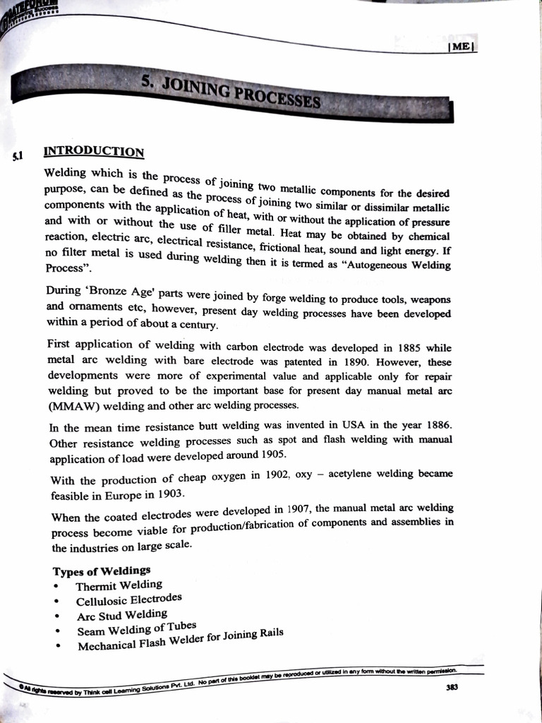 5. Welding or Joining Processes | PDF