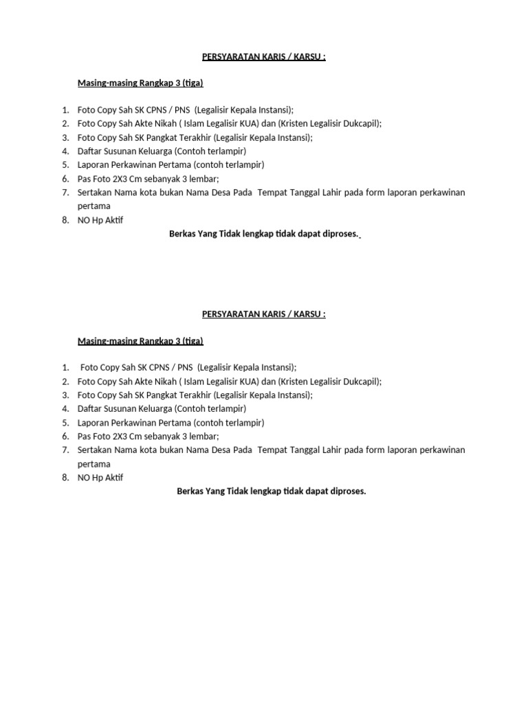 Persaratan Karis Karsu - p3k | PDF