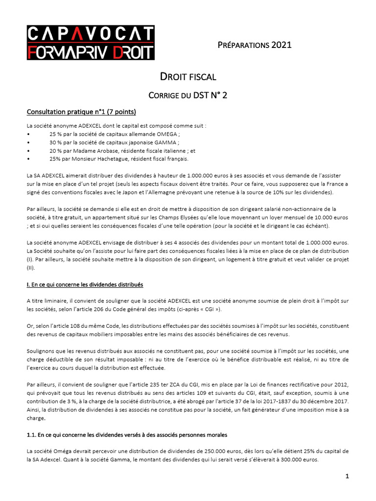 Corrigé DST 2 PRÉ-ESTIVAL | PDF