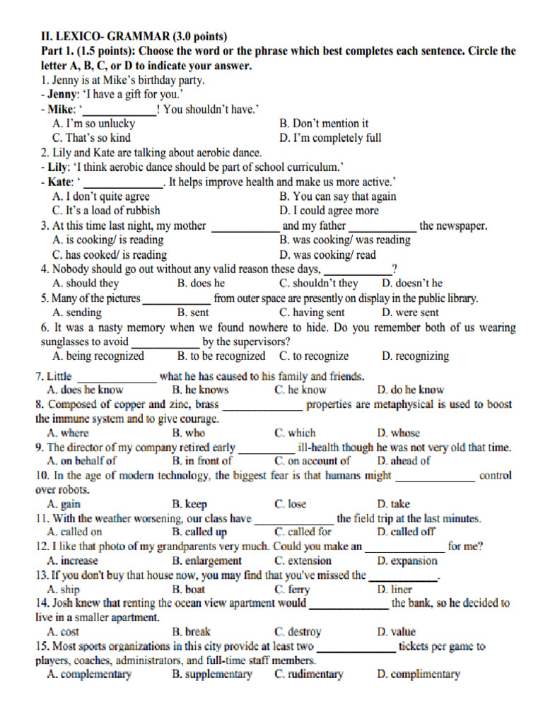 Lexico - Grammar Vs Writing - Sts P2 | PDF