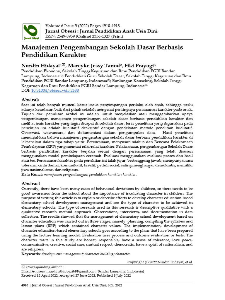 Manajemen Pengembangan Sekolah Dasar Berbasis Pend | PDF