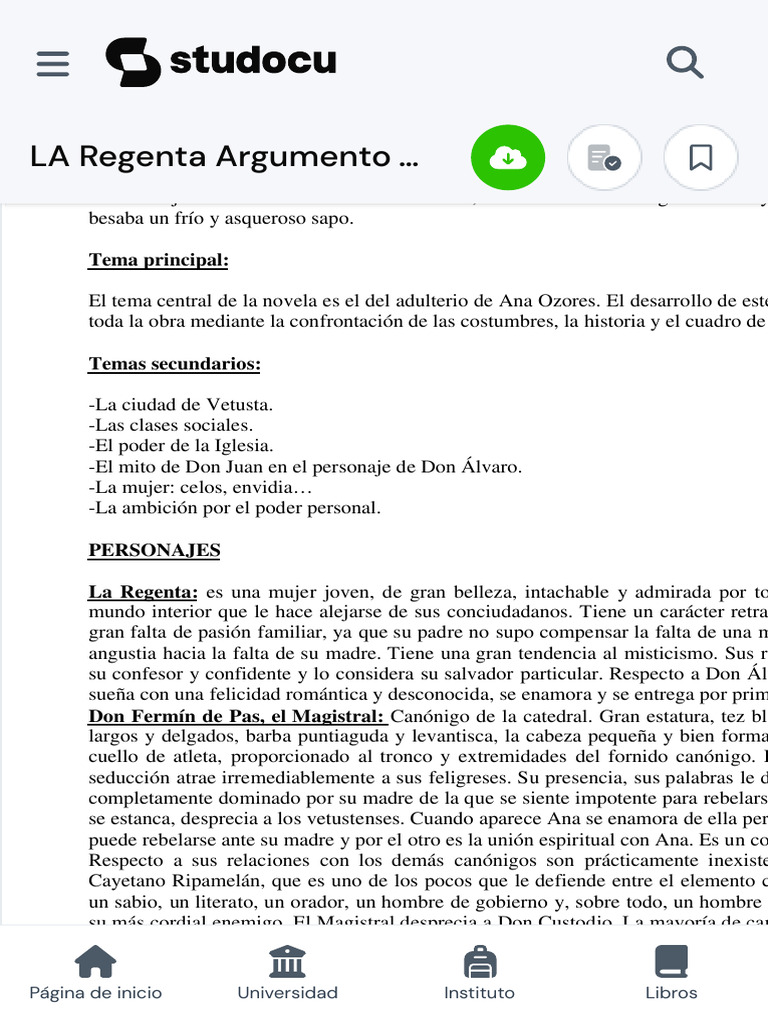LA Regenta Argumento Y Estudio - LA REGENTA Leopoldo Alas "Clarín" ESTRUCTURA INTERNA Argumento ...