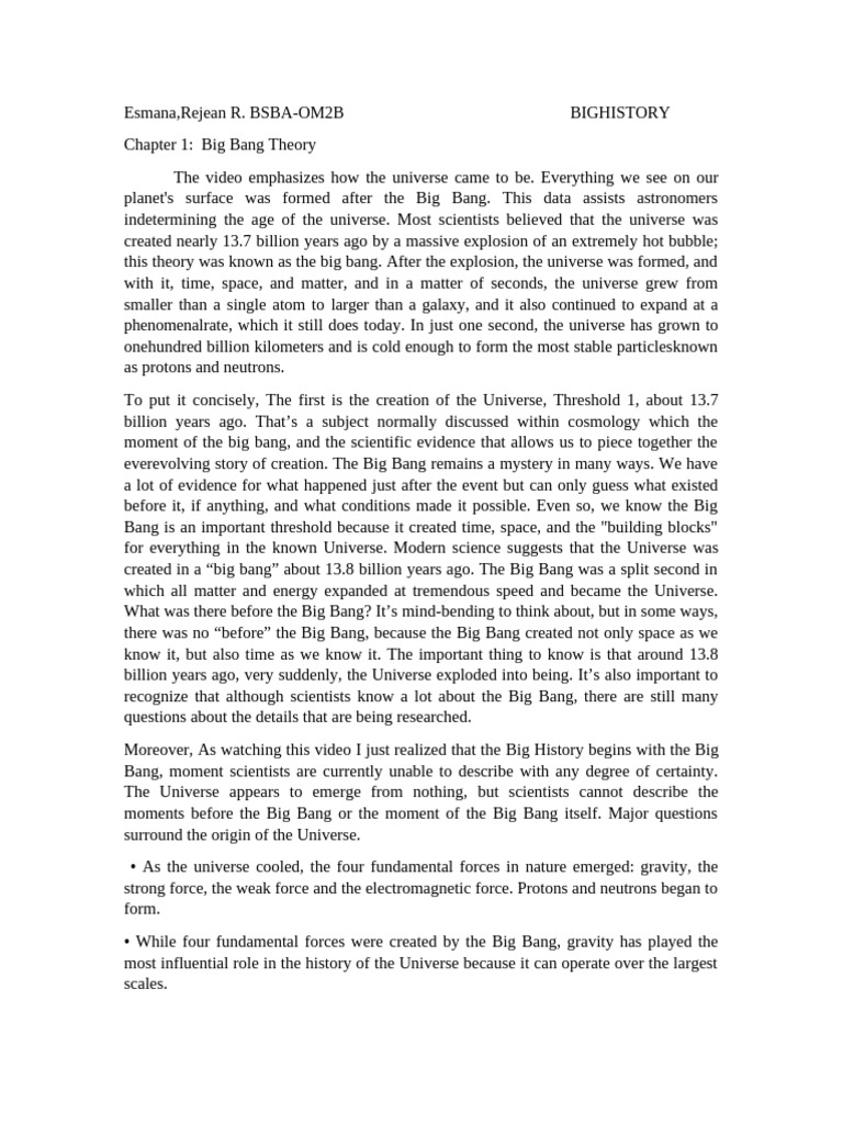 Chapter 1: Big Bang Theory | PDF | Universe | Big Bang