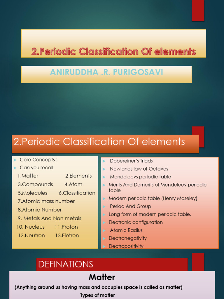 Periodic Classification of Elements | PDF
