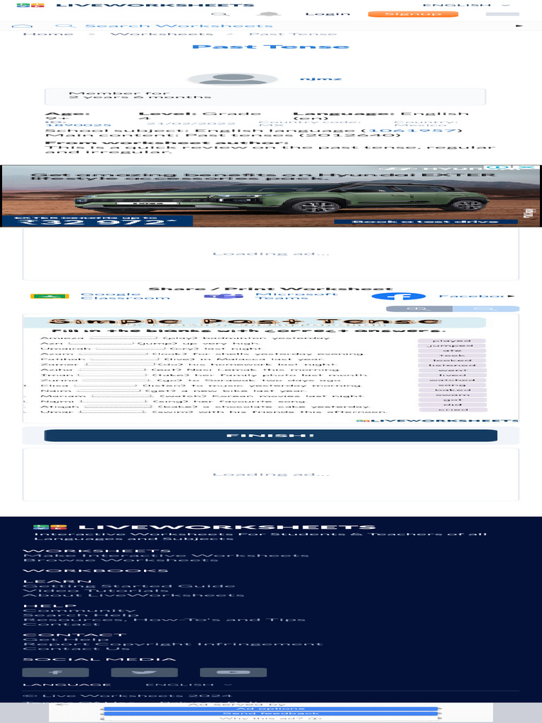 Past Tense Online Exercise For Grade 4 Live Worksheets Pdf