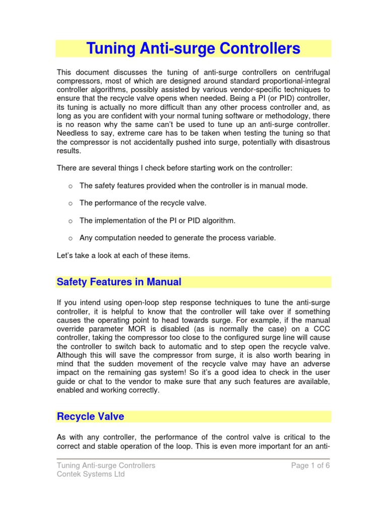Anti Surge Controllers | PDF | Control Theory | Valve