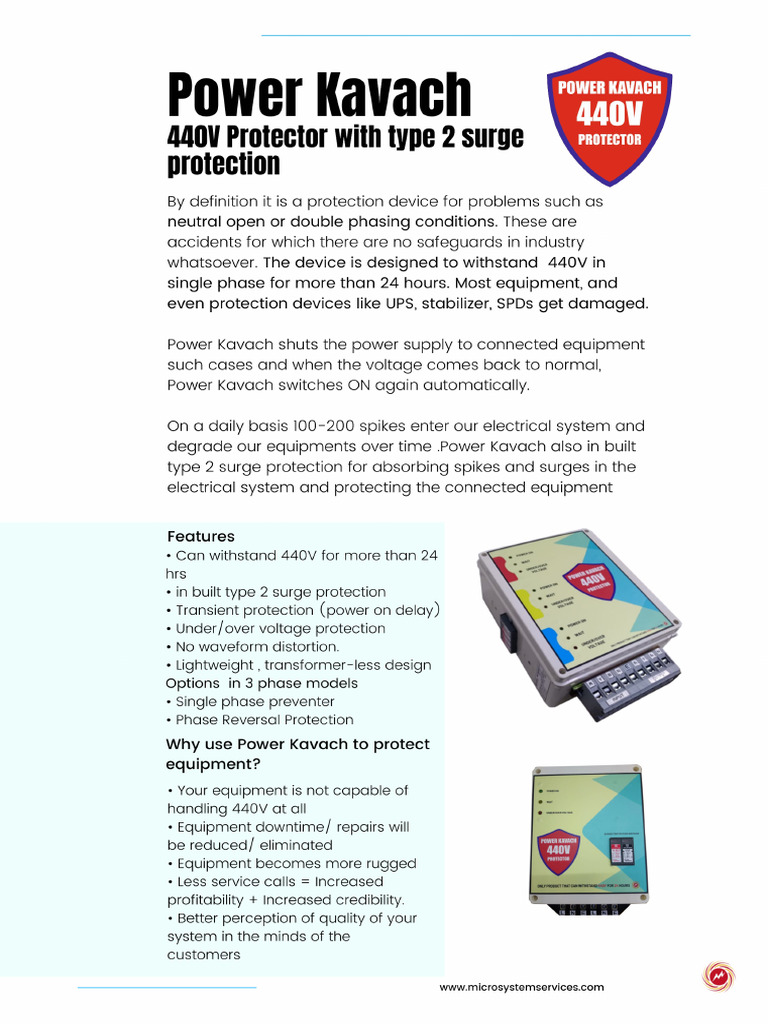 POWERKAVACH - 440V Protector With 20ka Spike Protection | PDF