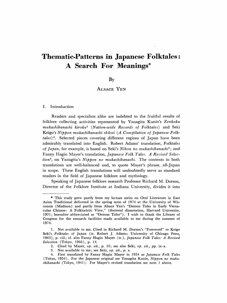 Thematic Patterns in Japanese Folk Tales | PDF