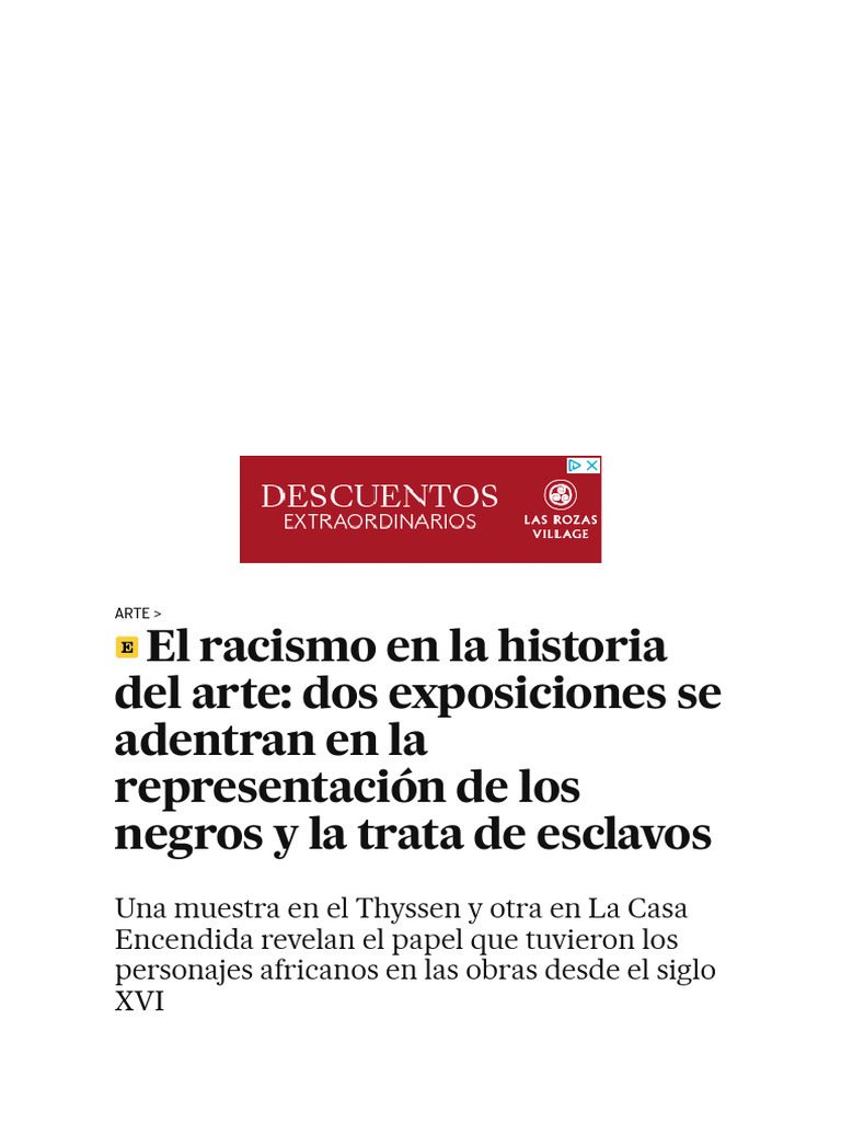 El Racismo en La Historia Del Arte: Dos Exposicio | PDF