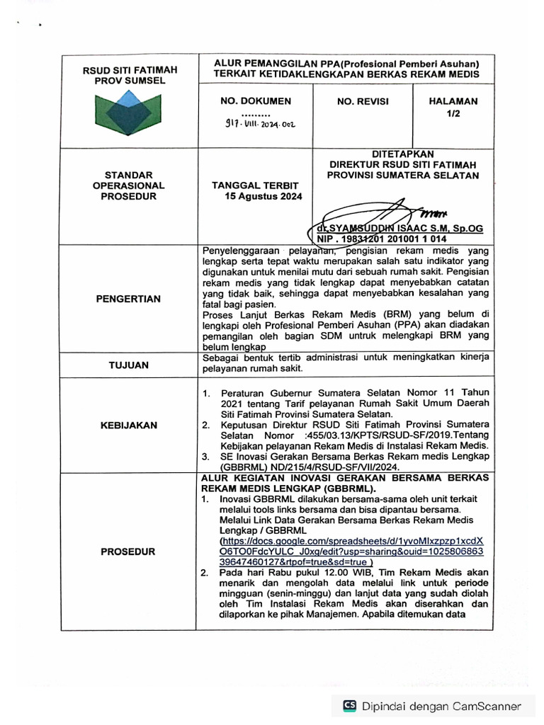 SOP Alur Pemanggilan PPA | PDF