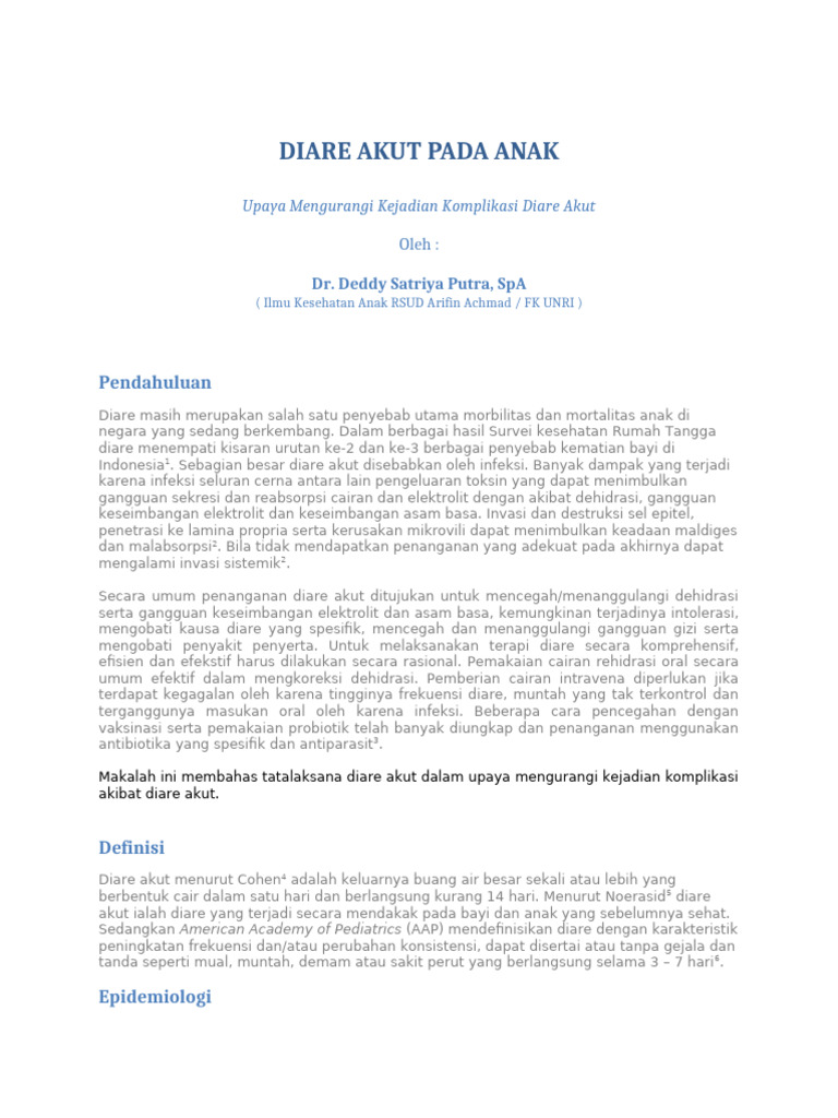 Diare Akut Pada Anak | PDF