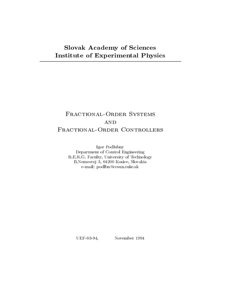Podlubny 1994 | PDF