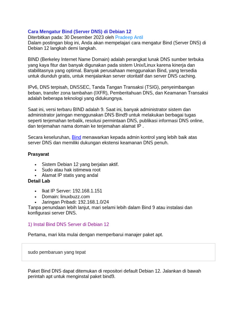Modul Asj Debian 12 DNS Server | PDF
