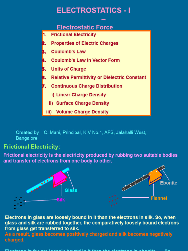 CLASS XII PHYSICS PPT CH - 1 Electric Charges and Fields 4d | PDF