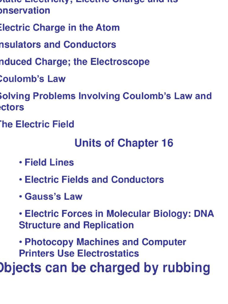 CLASS XII PHYSICS PPT CH - 1 Electric Charges and Fields 2d | PDF