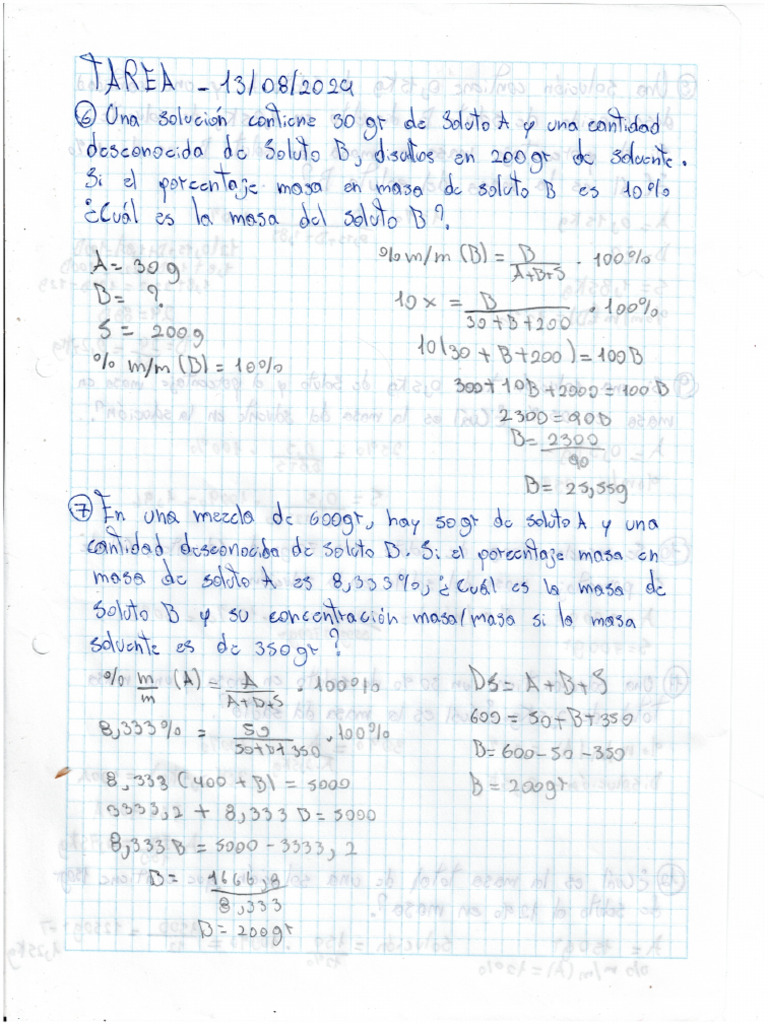 Ejercicios de %masa en Masa | PDF