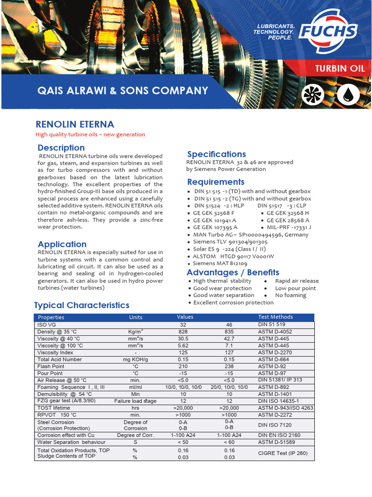 4 RENOLIN - ETERNA - Turbine Oil | PDF