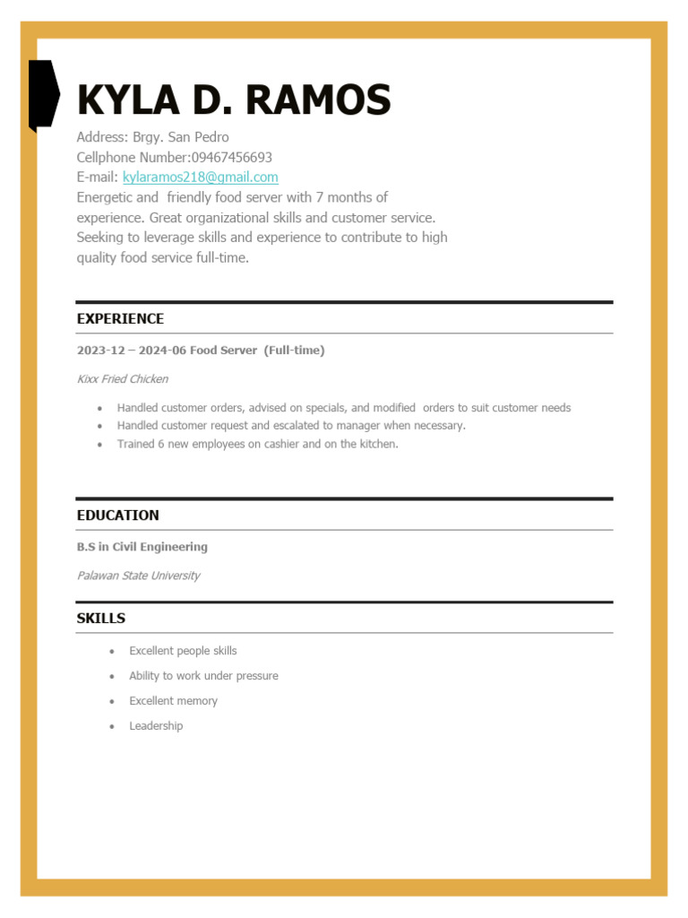 Kyla D. Ramos: Experience | PDF