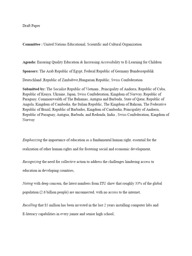 Draft Resolution-Official Document | PDF | Educational Technology ...