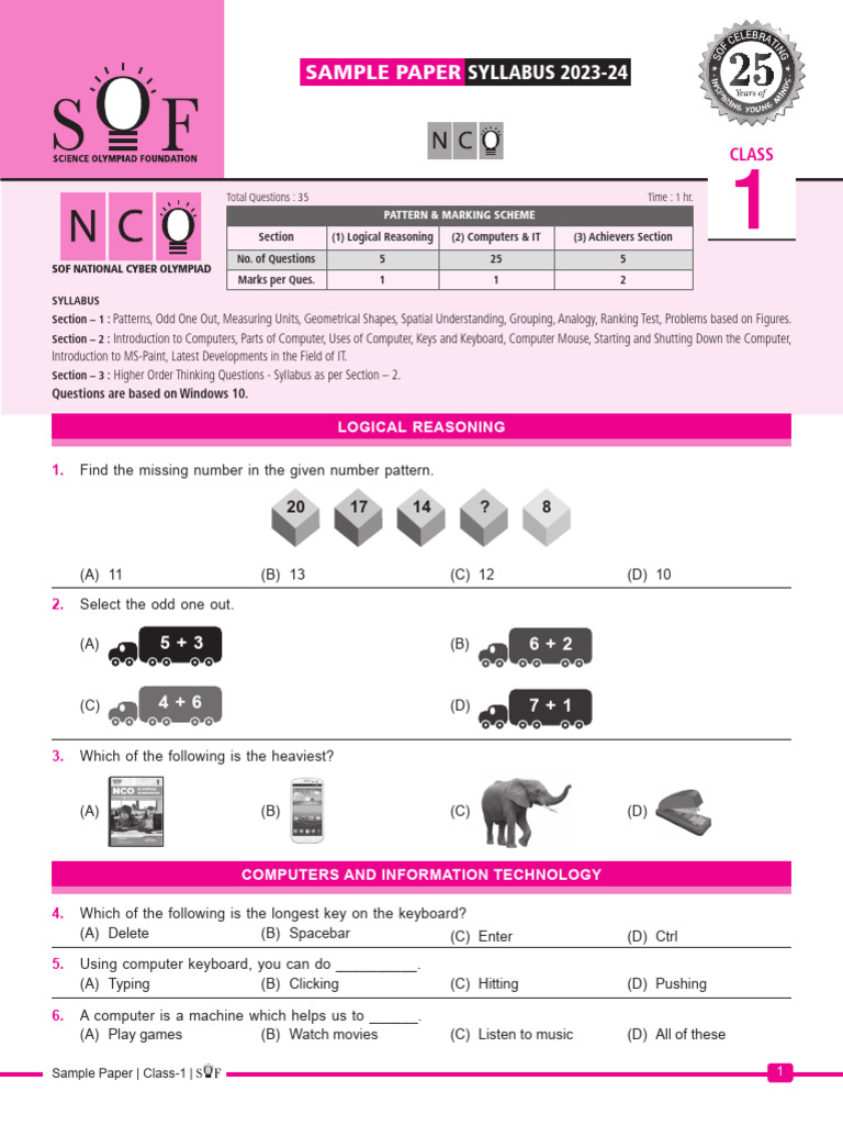 Nco Sample Paper Class-1 | PDF