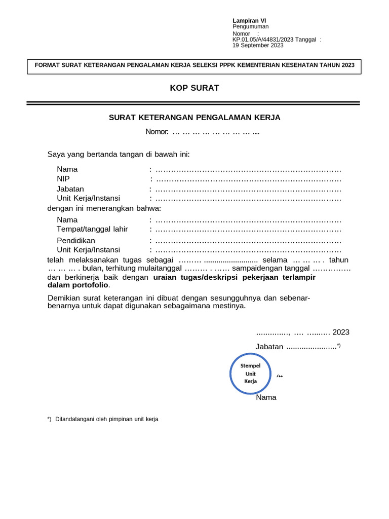 Lampiran VI PPPK OK | PDF